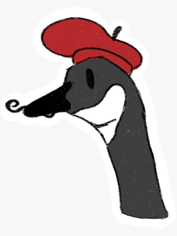 "goose with beret and mustache" Sticker for Sale by gremlin-kisses ...