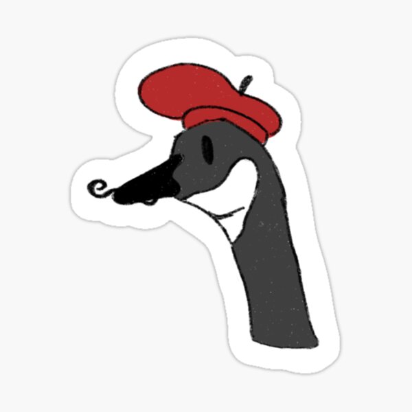 "goose with beret and mustache" Sticker for Sale by gremlin-kisses ...