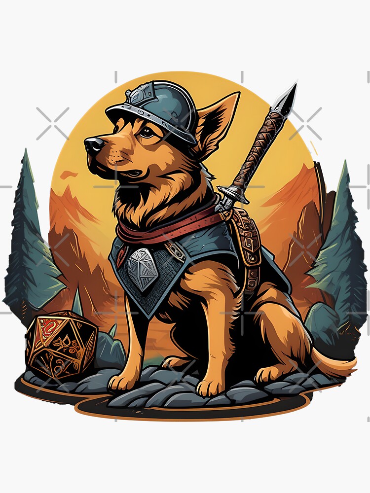 "DnD Dog - A Dog Ready For An Adventure!" Sticker by Ghostbooth | Redbubble