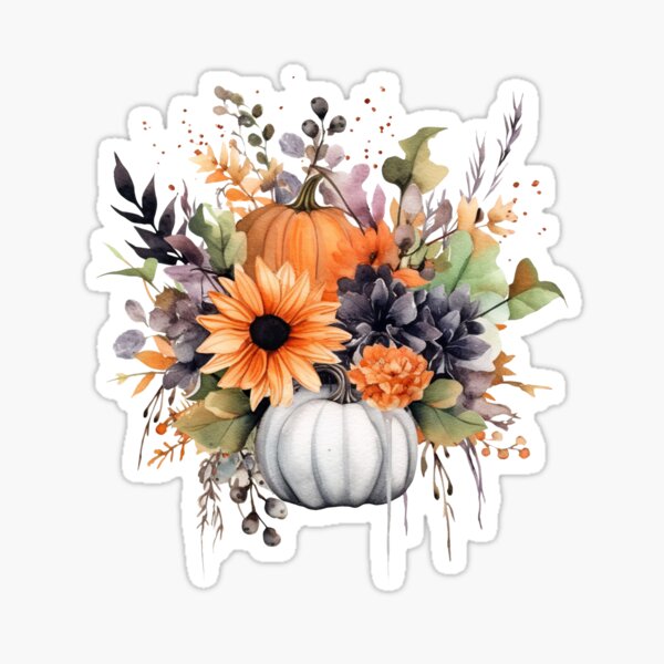 "Fall floral pumpkins" Sticker for Sale by PawsandPages | Redbubble