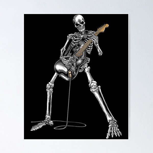 "Happy Skeleton Guitar Guy Spooky Halloween Rock Band Concert " Poster ...