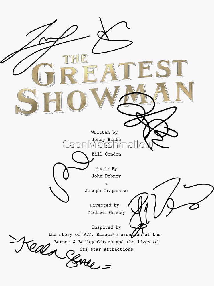 "The Greatest Showman Script" Sticker for Sale by CapnMarshmallow ...