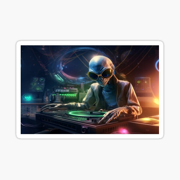 "Alien DJ" Sticker for Sale by djhypnotixx | Redbubble