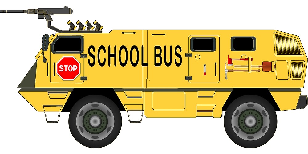 "Armored Yellow School Bus Anti-Weapon Tank" by podartist | Redbubble