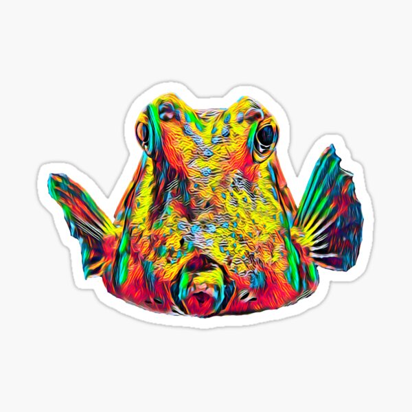 "Longhorn Cowfish T-Shirt Fish Art Designed" Sticker by ogireal | Redbubble