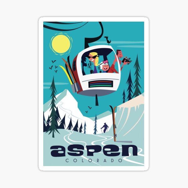 "Aspen ski poster" Sticker for Sale by Gary Godel | Redbubble
