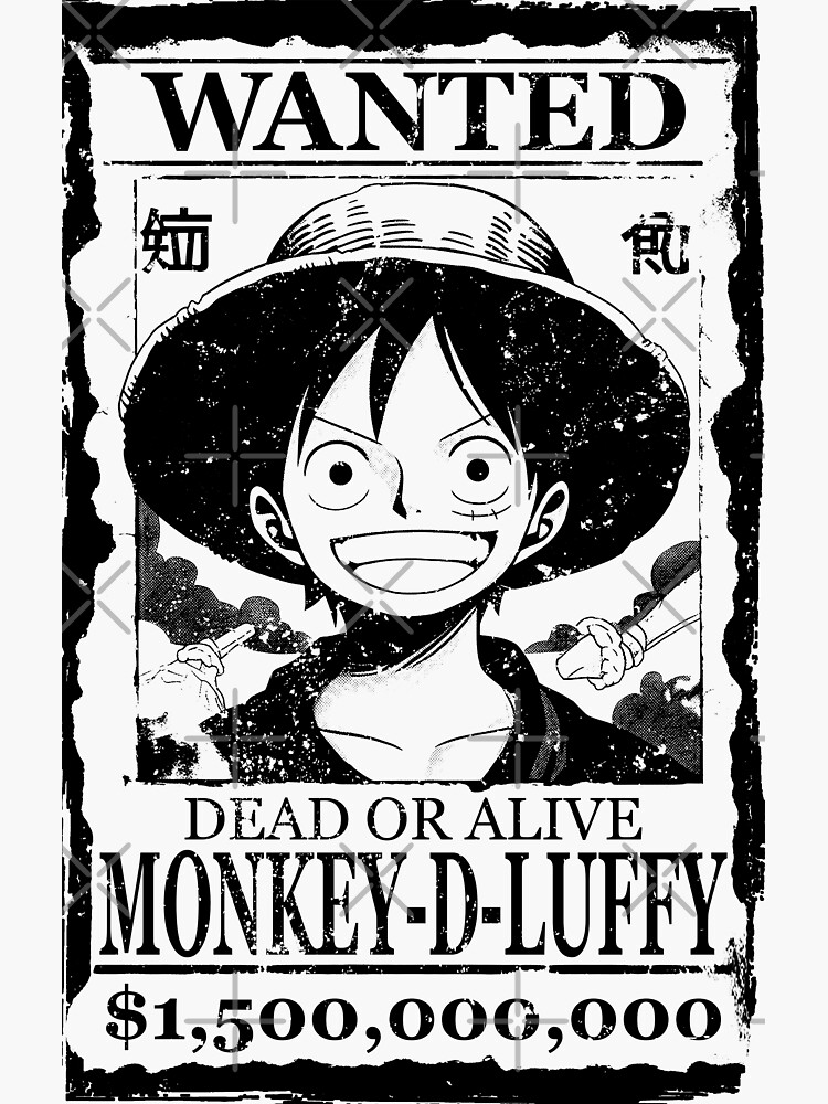 "One Piece Luffy Wanted Poster Fanart" Sticker for Sale by RetroPandora ...