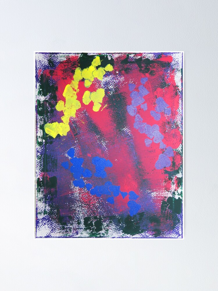 "Colorful Retro 80s Splatter Painting With Hearts" Poster by ...