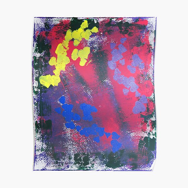 "Colorful Retro 80s Splatter Painting With Hearts" Poster by ...