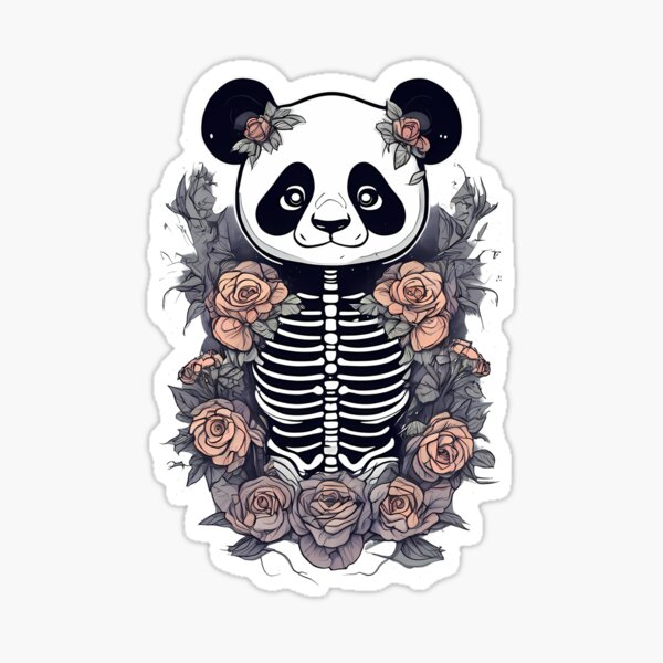 "Enigmatic Panda Skeleton among Intriguing Flowers" Sticker for Sale by ...
