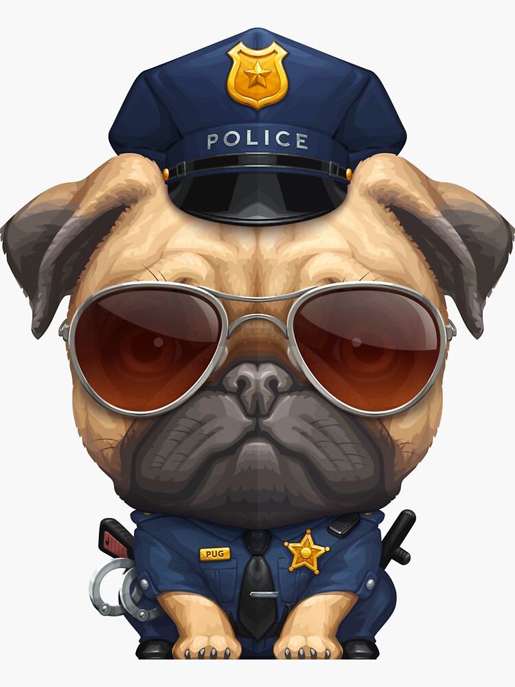 "Pug Police Officer" Sticker for Sale by anmlz | Redbubble