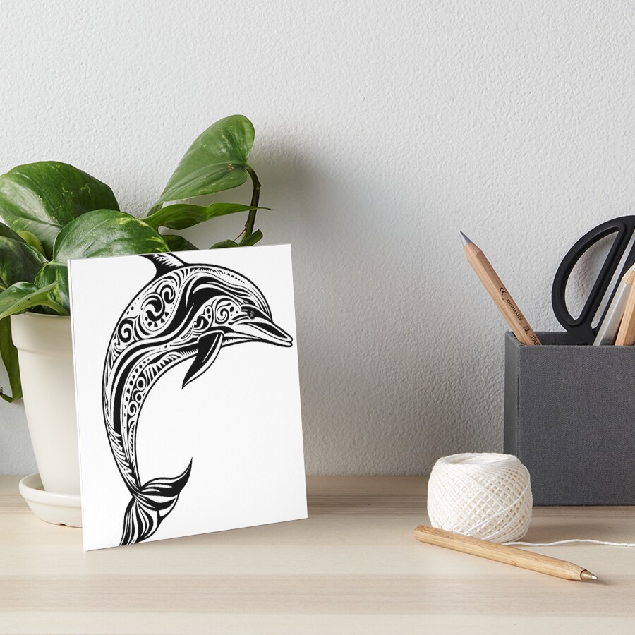"Dolphin in black and white with Maori patterns" Poster by ...
