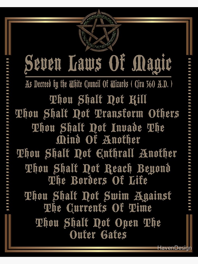 "Seven Laws Of Magic Gold Border-Dresden Files" Poster for Sale by ...