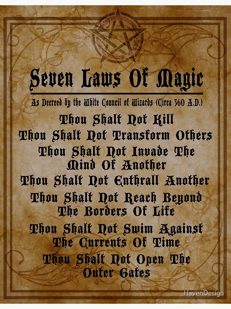 "Seven Laws Of Magic Parchment - Dresden Files" Poster for Sale by ...
