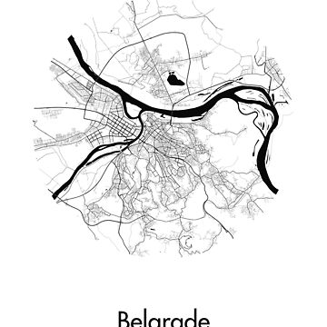 "Belgrade City minimal Map (Serbia, Europe)" Sticker by NileKue | Redbubble
