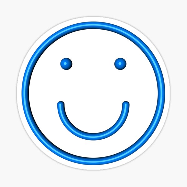 "stylized blue lined smiling face" Sticker by Escarpatte | Redbubble