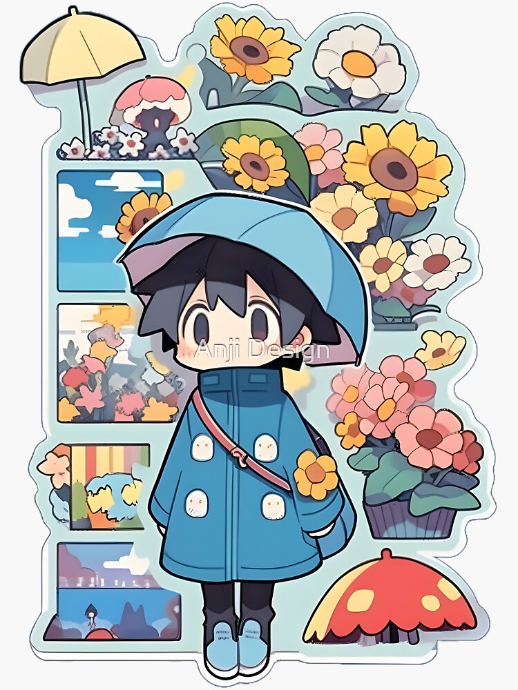 "Cute anime girl with umbrella kawaii" Sticker for Sale by Anji Design ...