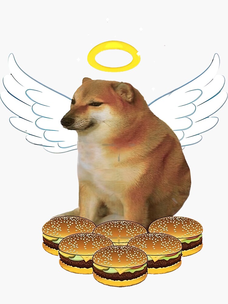 "RIP Cheems dog meme hamburger" Sticker for Sale by masinibobus | Redbubble