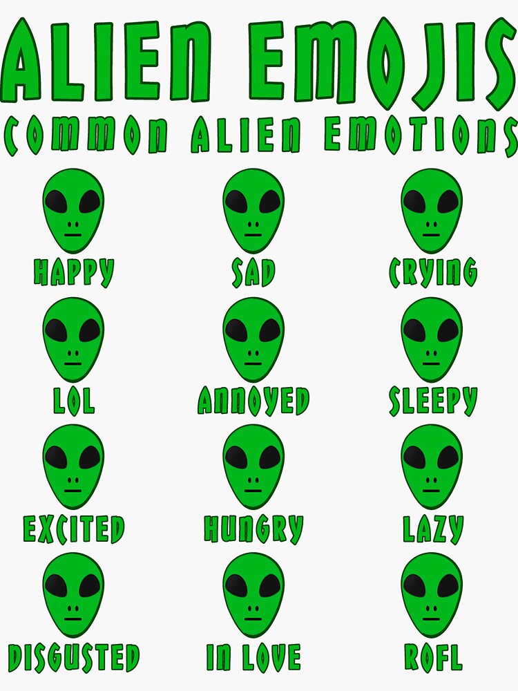 "Alien emojis (different alien emotional expressions)" Sticker for Sale ...