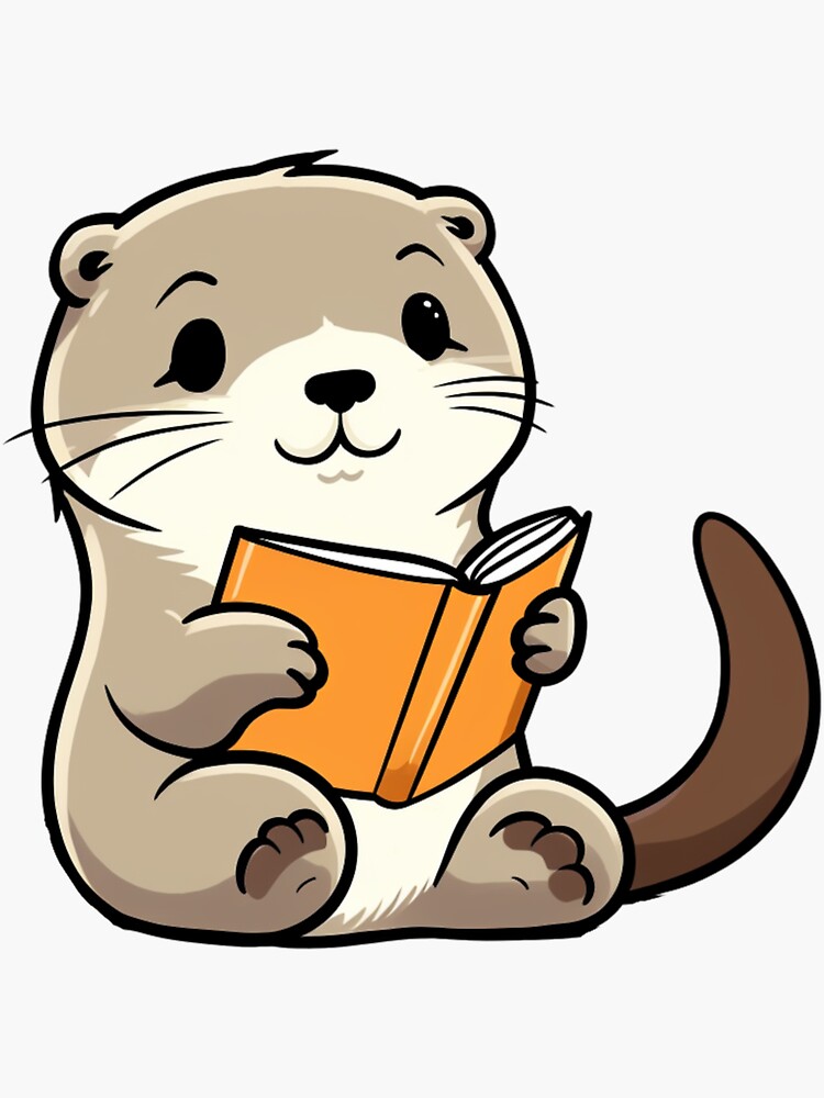 "Cute otter reading" Sticker for Sale by PawelNature | Redbubble