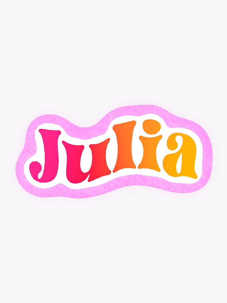 "Julia Name Sticker Pink & Orange Gradient" Sticker for Sale by ...