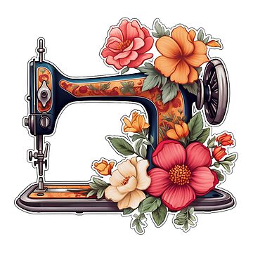 "Vintage Sewing Machine" Sticker by YumeeCraft | Redbubble
