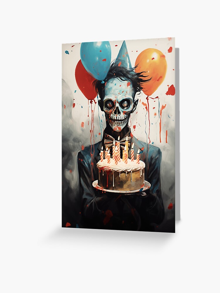 "Party Zombie with Birthday Cake - Birthday Card" Greeting Card for ...