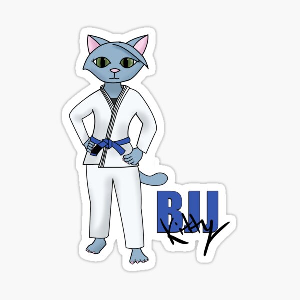 "BJJ Kitty Blue Belt" Sticker for Sale by Mount-Cynthus | Redbubble