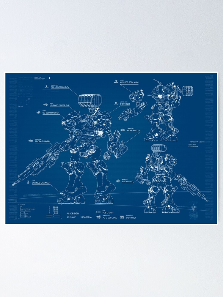 "Armored Core 6 Blueprint" Poster by Saph | Redbubble