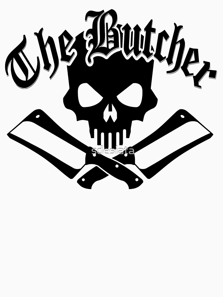 "Butcher Skull and Cleavers Black" T-shirt by sdesiata | Redbubble
