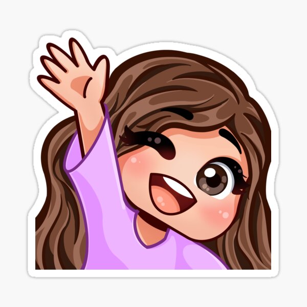 "Emote Style Chibi Girl with Brown Hair and Lilac Shirt Waving Hello ...