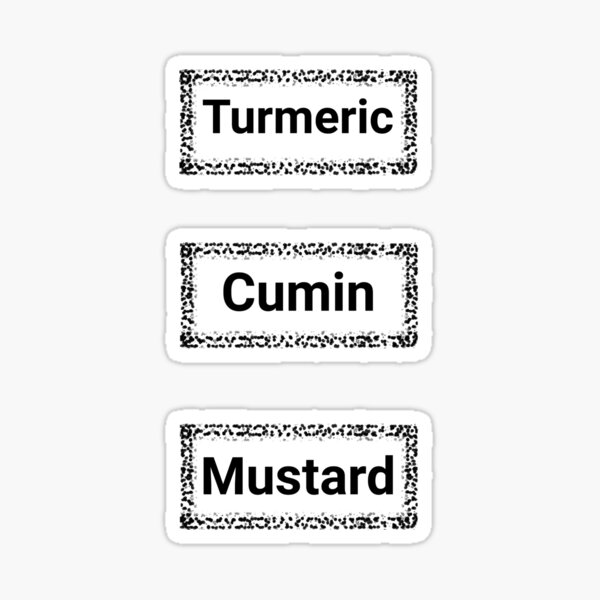 "Canister Labels - Turmeric Cumin Mustard Black Fonts" Sticker for Sale ...