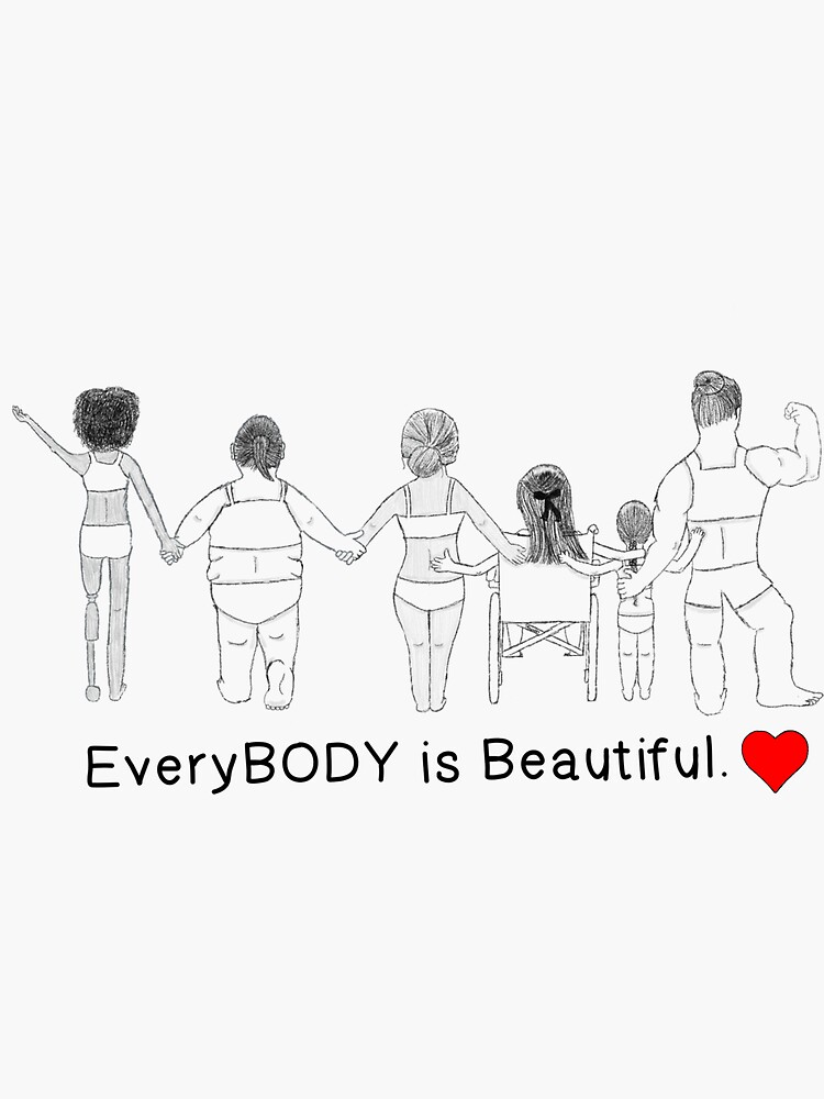 "EveryBODY is Beautiful" Sticker for Sale by tenimART | Redbubble