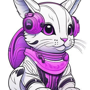 "Techno Kitty With Headphones. " Sticker for Sale by RestingLioness ...