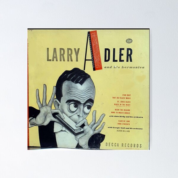 "Larry Adler and his harmonica, 78 rpm album cover Great period drawing ...