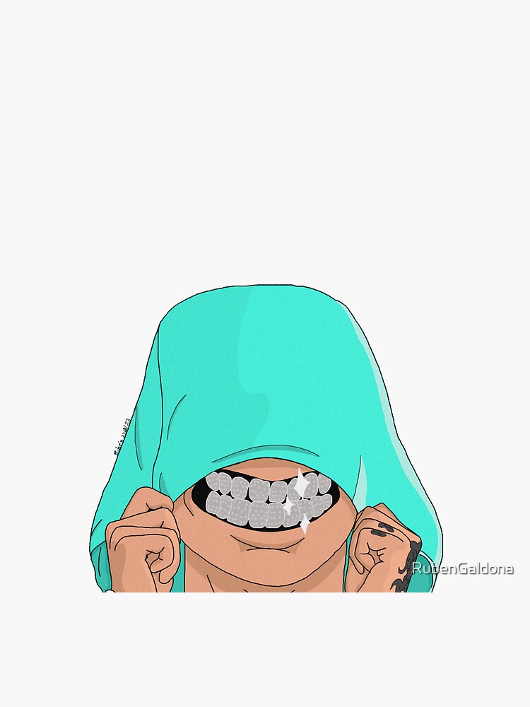 "Central Cee blue hoodie fan art Doja Cat" Sticker by RubenGaldona ...