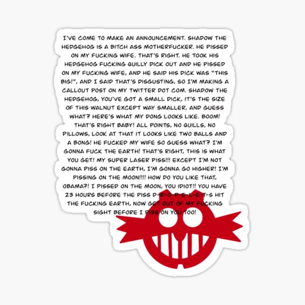 "Eggman_s Announcement" Sticker for Sale by lidoshop21 | Redbubble