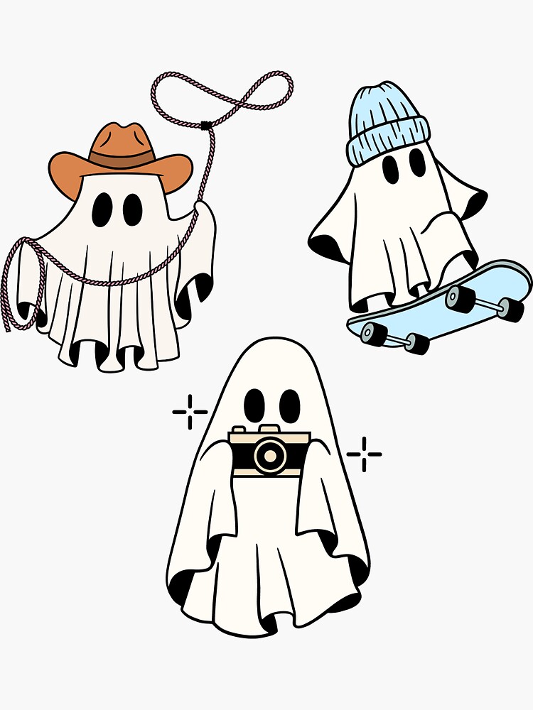 "Cute Halloween White Ghosts Boo Cowboy" Sticker for Sale by Un ...