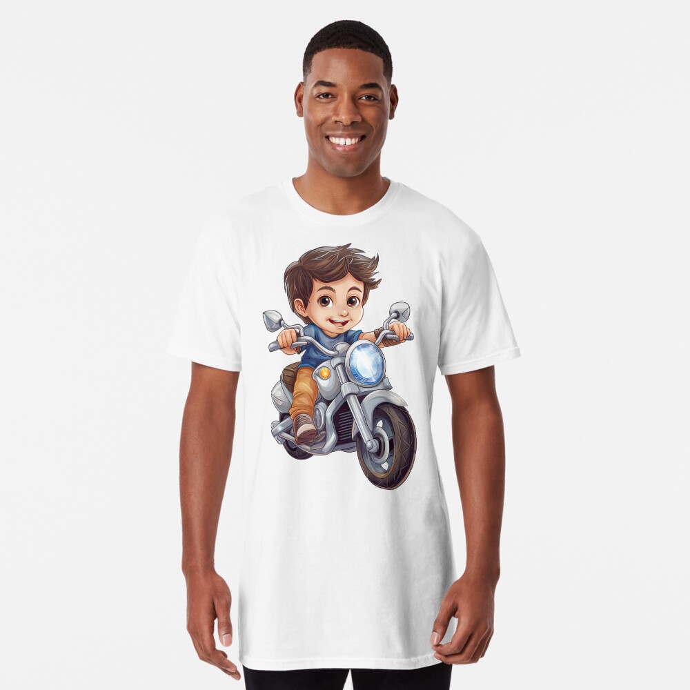 "Young Teenage Boy Riding a Silver Motorcycle (white background ...