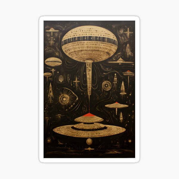 "Alien Space Ship Mural" Sticker for Sale by Jew-e | Redbubble