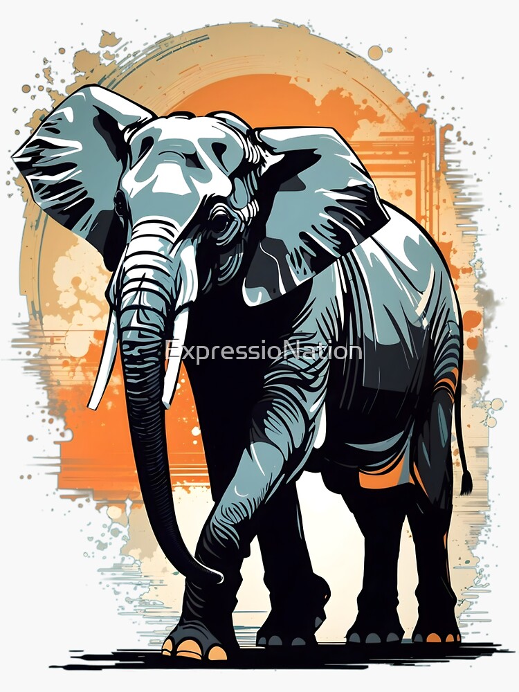 "Beautiful elephant - strong, bold, graceful and serene (4)" Sticker ...
