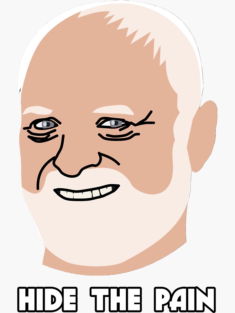 "hide the pain harold meme funny" Sticker by untagged-shop | Redbubble