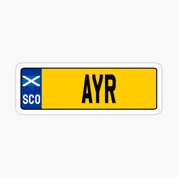 "Ayr SCO Scotland License Plate" Sticker for Sale by BahayProduction ...
