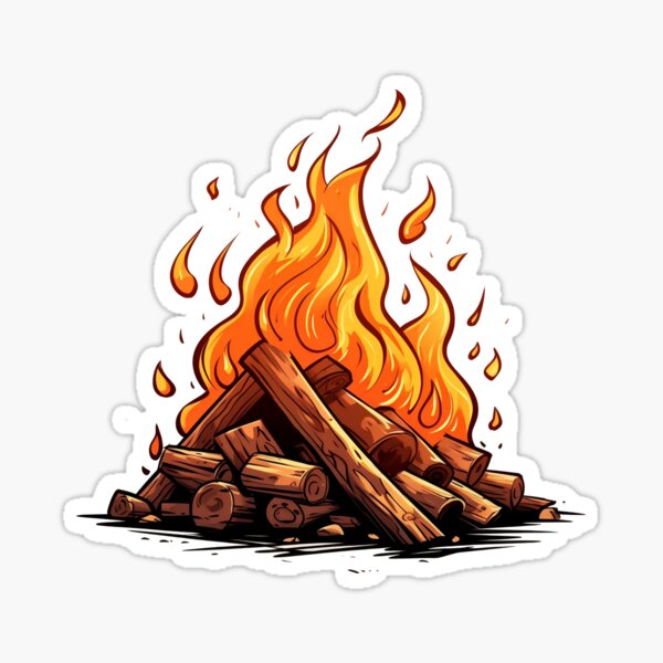 "Burning Campfire - Digital Art - Outdoor Sticker Series 1 ...