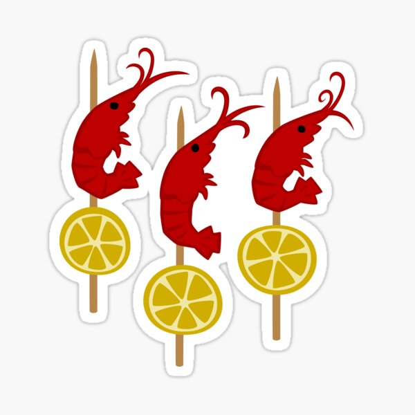 "Prawn Brochette " Sticker for Sale by soniapascual | Redbubble