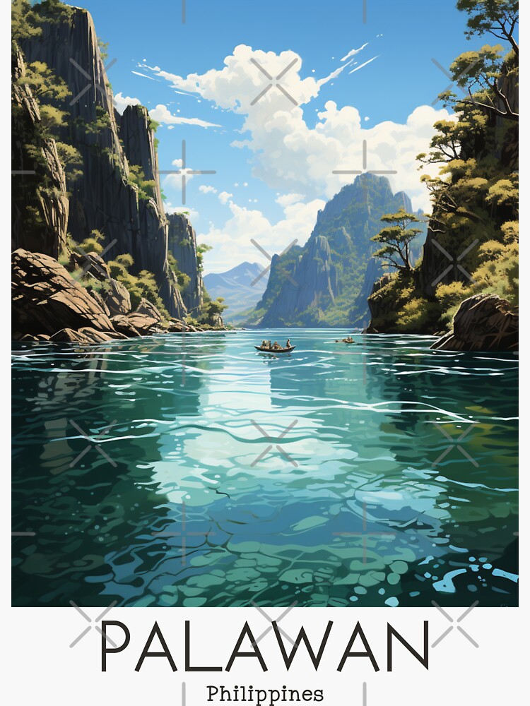"A Vintage Travel Illustration of the Palawan - Philippines" Sticker ...