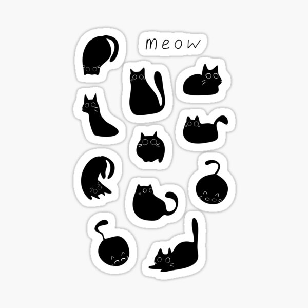 "Silly black cat sticker pack" Sticker for Sale by solarwind559 | Redbubble