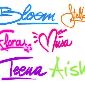 "Winx signatures " Sticker for Sale by LoxySkyes | Redbubble