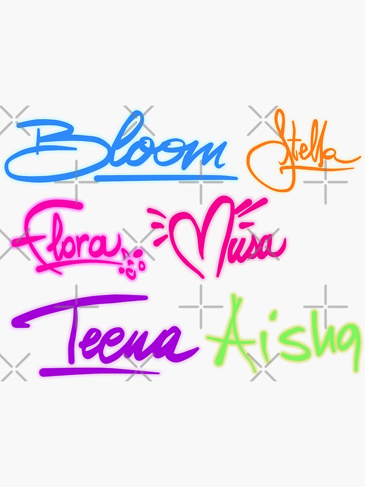 "Winx signatures " Sticker for Sale by LoxySkyes | Redbubble