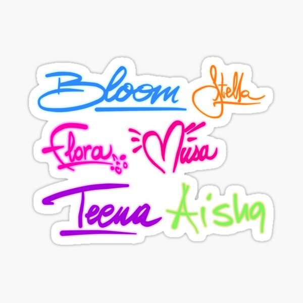 "Winx signatures " Sticker for Sale by LoxySkyes | Redbubble